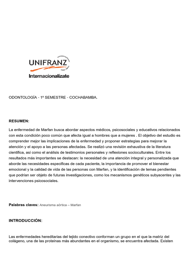 SÍNDROME - de MARFAN - Docx - 20241015 - 155240 - 0000 | PDF | Ciencias de la Salud | Epidemiología