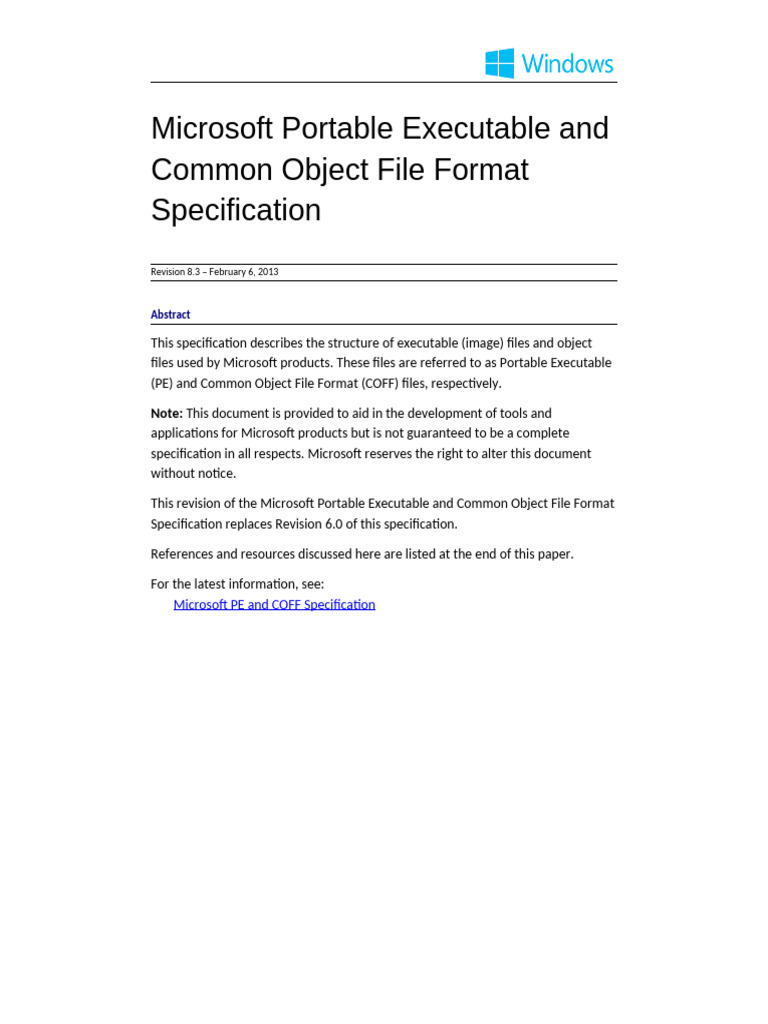 En Microsoft Portable Executable And Common Object File Format