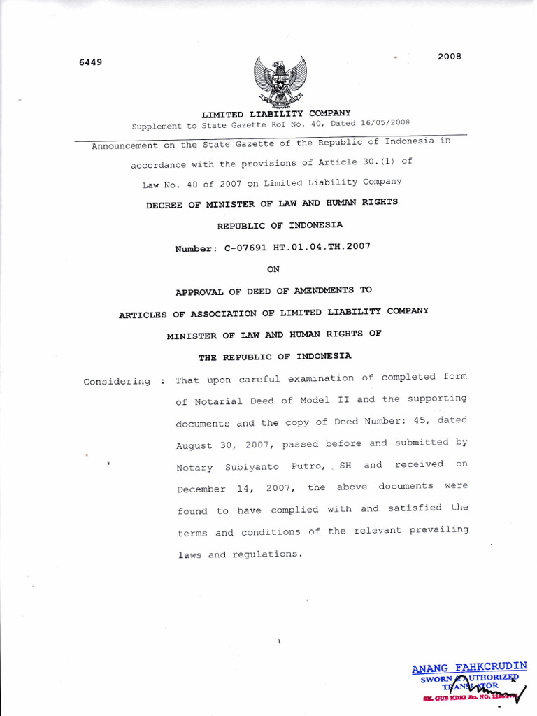 Approval of Company Amendments | PDF | Board Of Directors | Articles Of ...