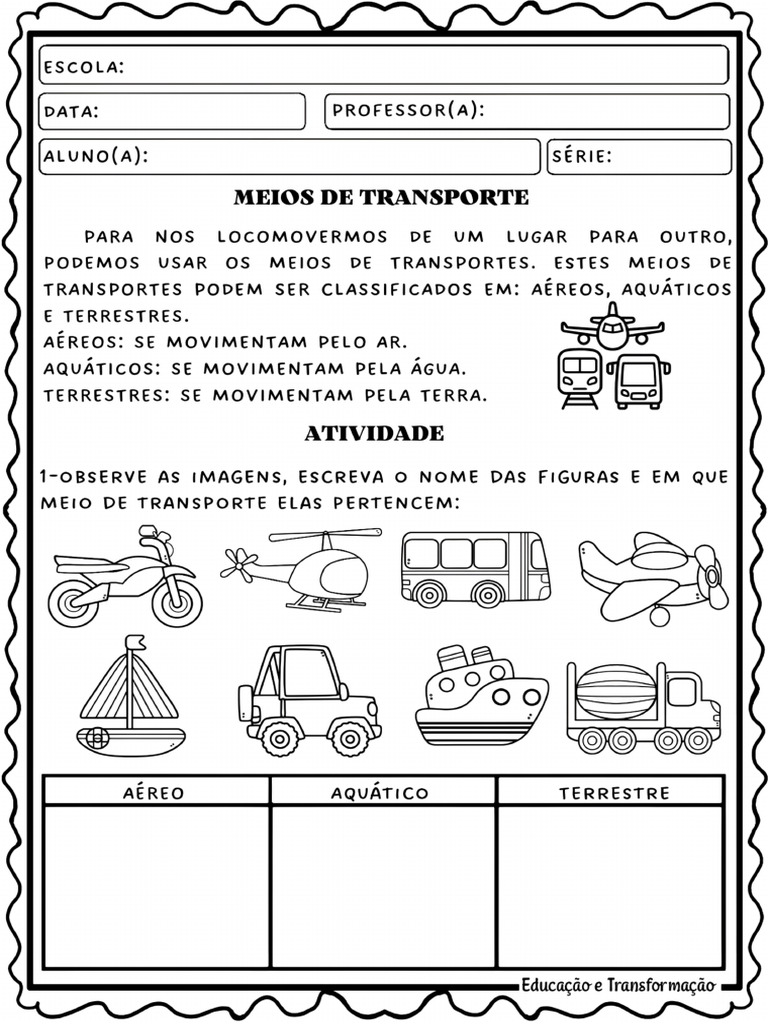 atividade_meios de transporte | PDF