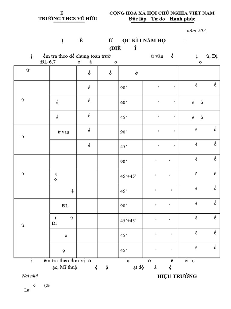 Lịch kiểm tra giữa HKI năm học 2023 - 2024 (Điều chỉnh) | PDF