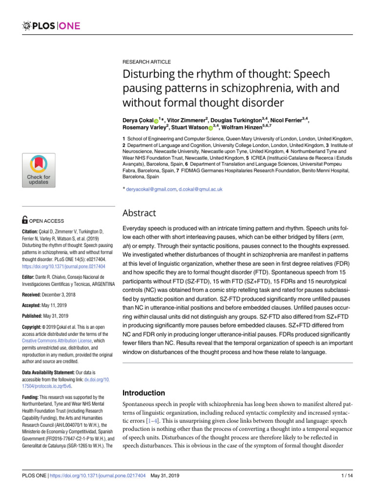 Cokal, D - Disturbing The Rhythm of Thought, Speech Pausing Patterns in ...