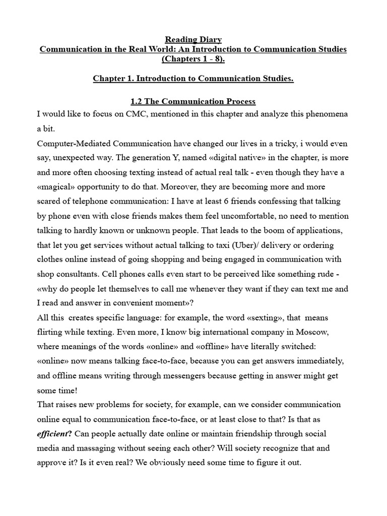 reding diary | PDF | Communication | Thought