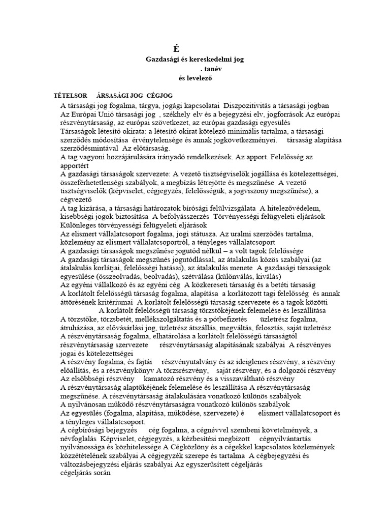 Kereskedelmi - Jog Tã©telek Jogã¡sz kÃ©pzÃ©s 20242025-2 | PDF