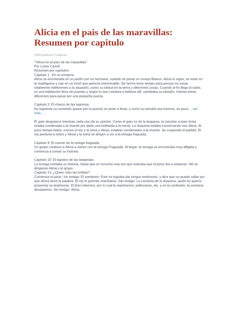 capitulos | PDF | Las aventuras de Alicia en el País de las Maravillas ...