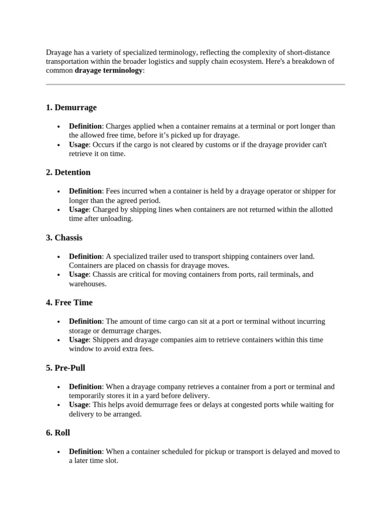 Drayage Terminology | PDF | Cargo | Transport