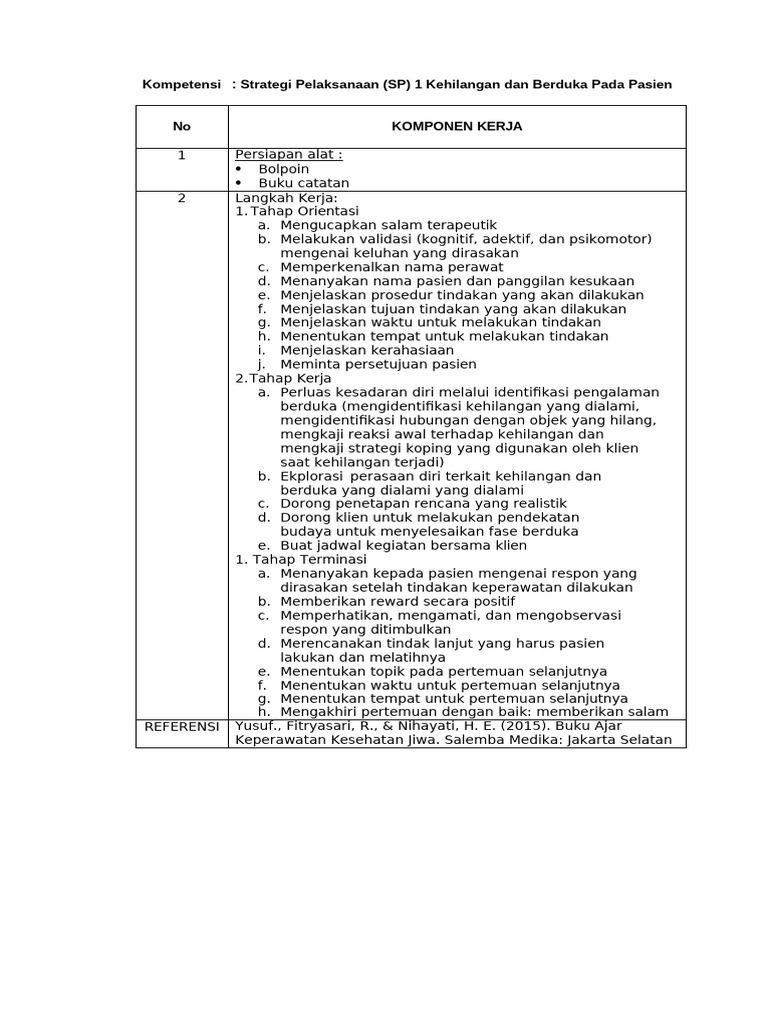 Sop SP Kehilangan Dan Berduka | PDF