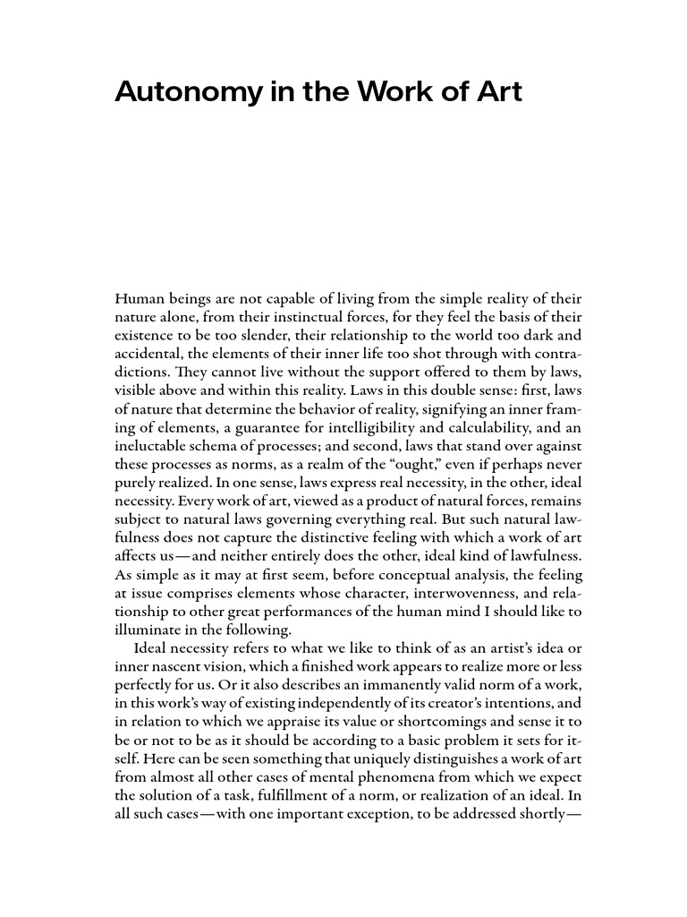 Autonomy in The Work of Art | PDF | Reality | Existence