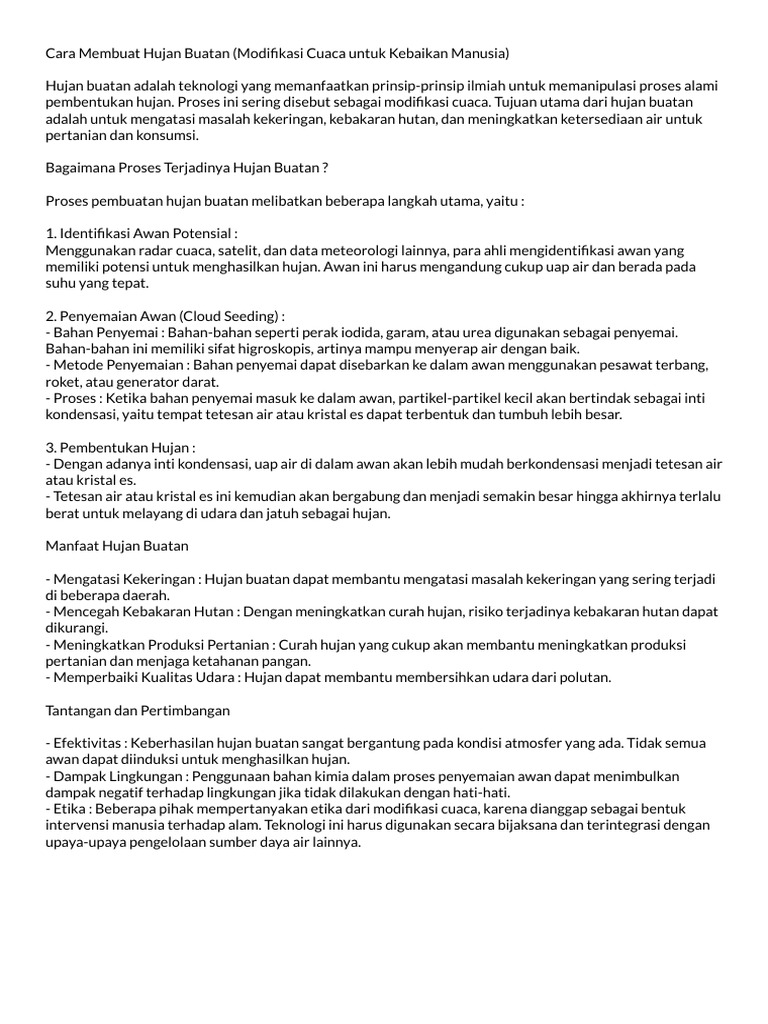 Cara Membuat Hujan Buatan | PDF | Griya & Taman | Sains & Matematika