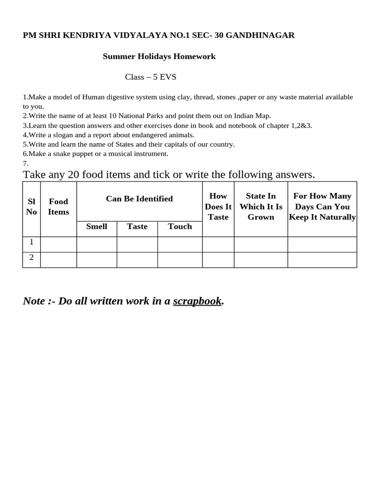 EVS Holiday Homework Class 5 | PDF EVS Holiday Homework Class 5 | PDF
