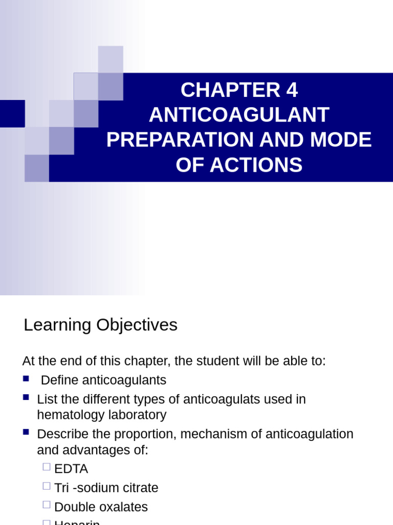 Hema I Chapter 4 - Anticoag | PDF | Coagulation ...