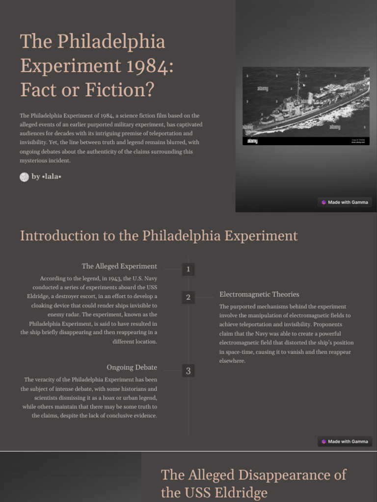 The Philadelphia Experiment 1984 Fact or Fiction | PDF