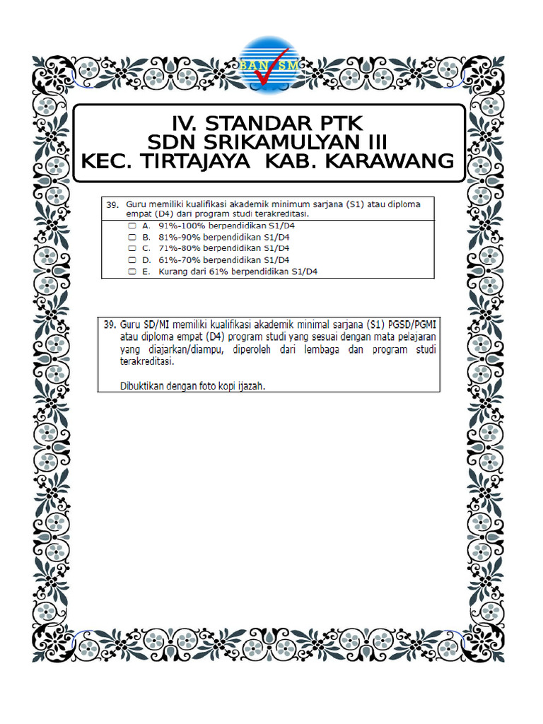 Identitas Map Standar PTK | PDF