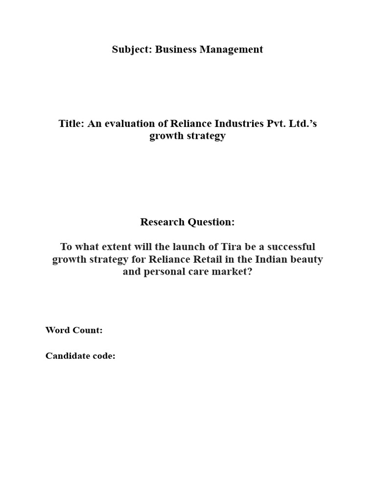 Business Management Extended Essay Draft 1 | PDF | Retail | Brand