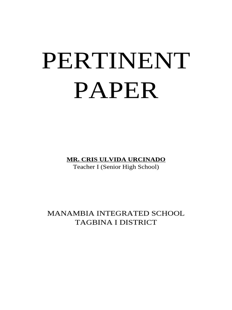PERTINENT PAPER | PDF