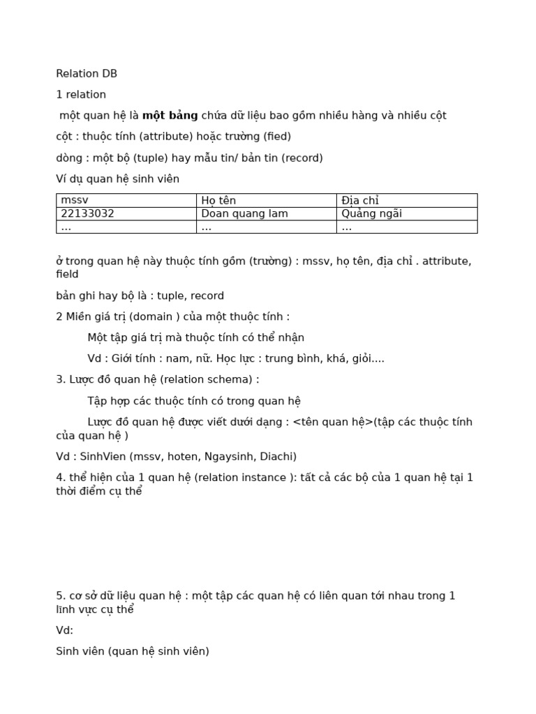 Buổi 2 - CSDL quan hệ | PDF