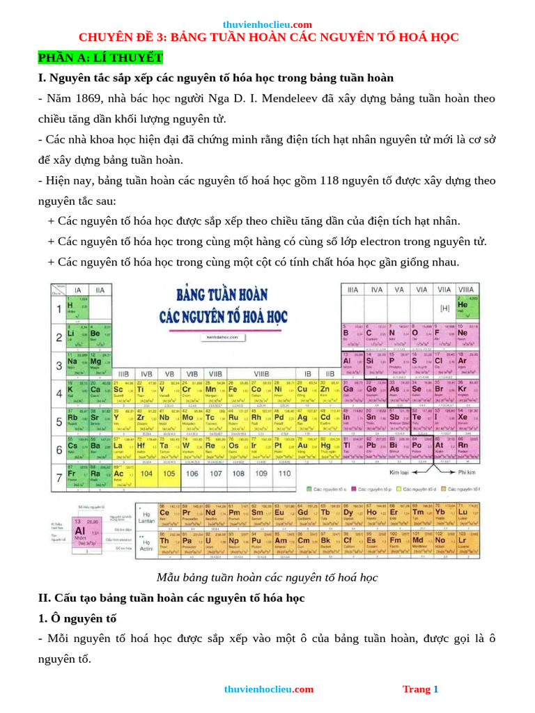 Chuyen de 3 Bang Tuan Hoan Cac Nguyen To | PDF