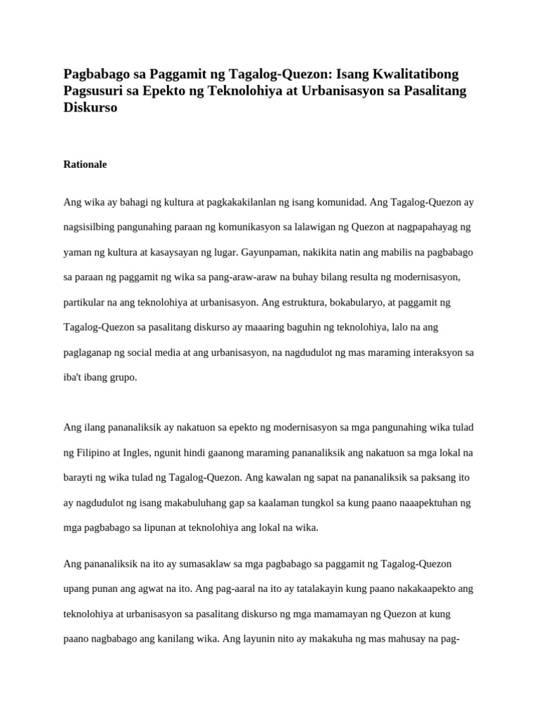 Pagbabago Sa Paggamit NG Tagalog | PDF