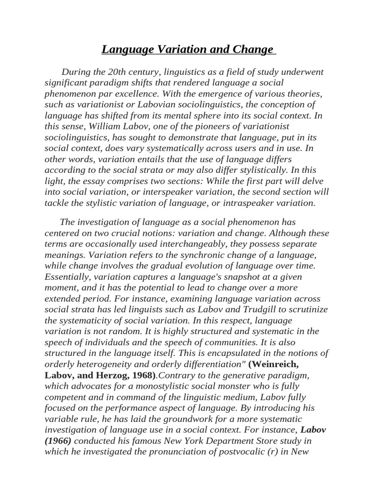 Language Variation and Change | PDF | Human Communication | Linguistics