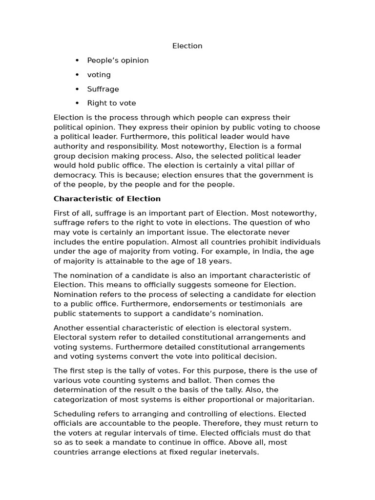 Election | PDF | Elections | Voting