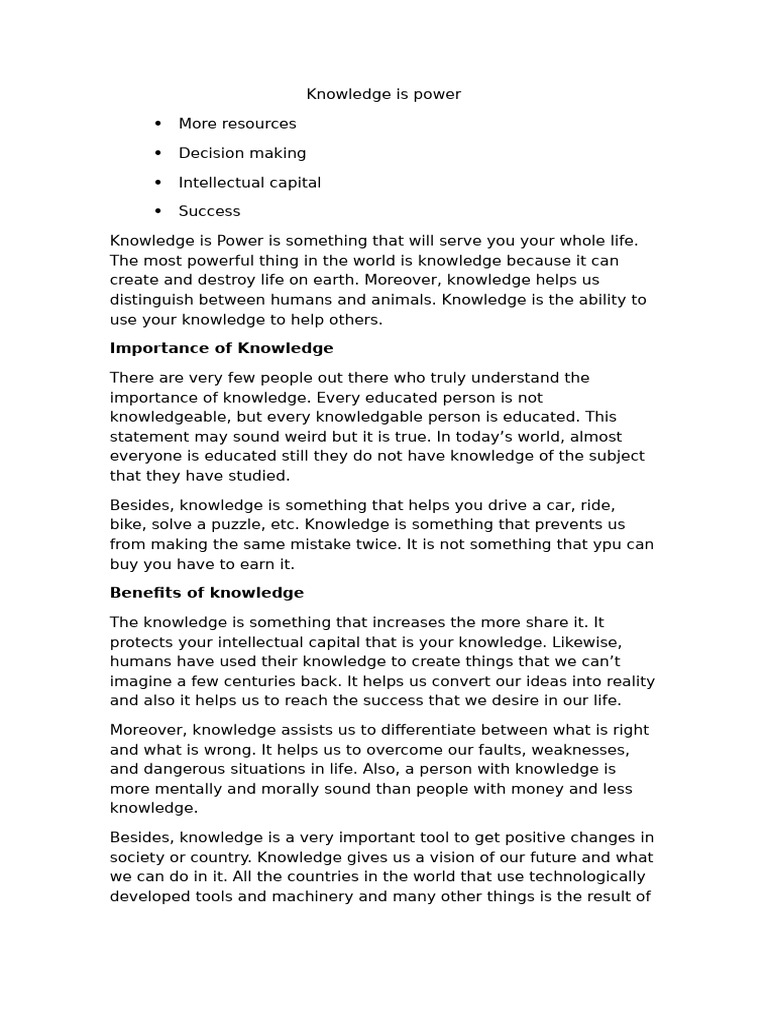 Knowledge is Power | PDF | Knowledge