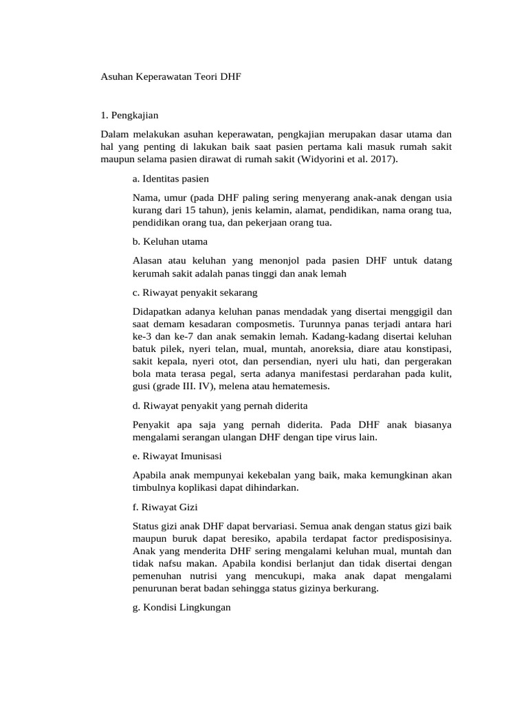Asuhan Keperawatan Teori DHF | PDF