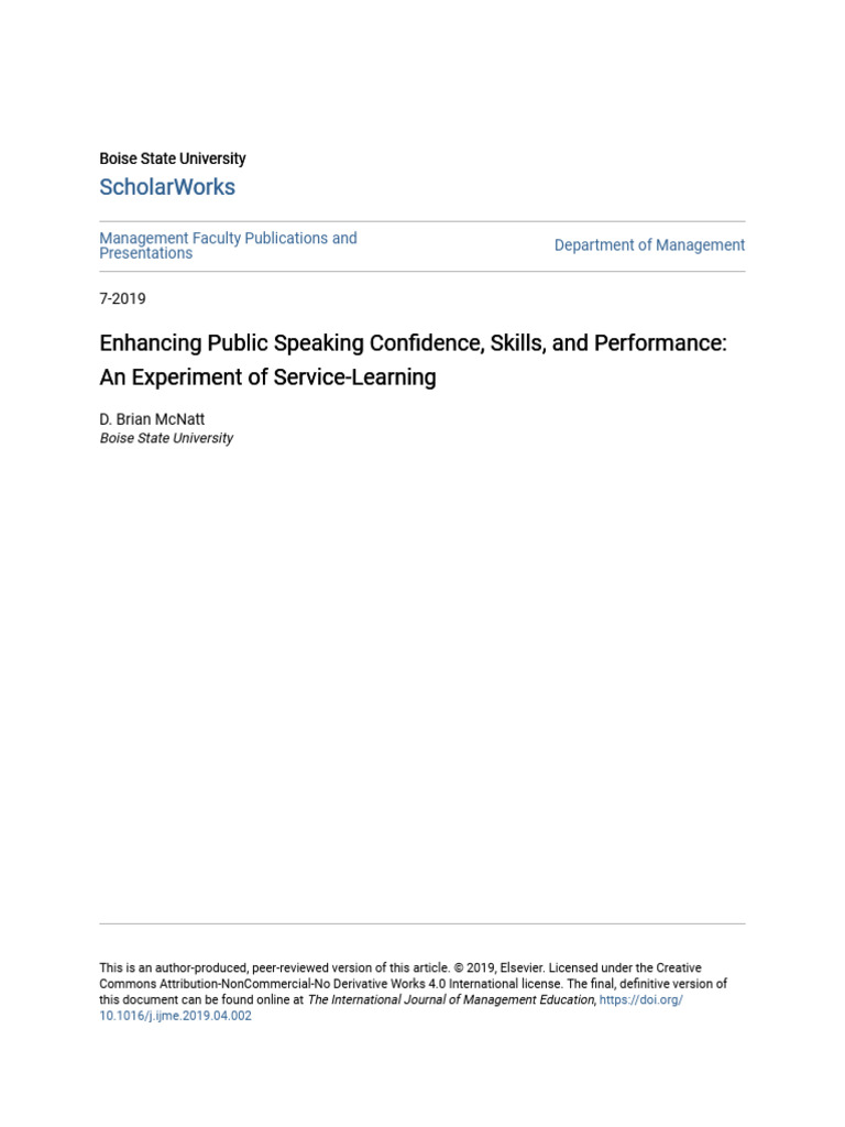 Enhancing Public Speaking Confidence Skills and Performance - An | PDF ...