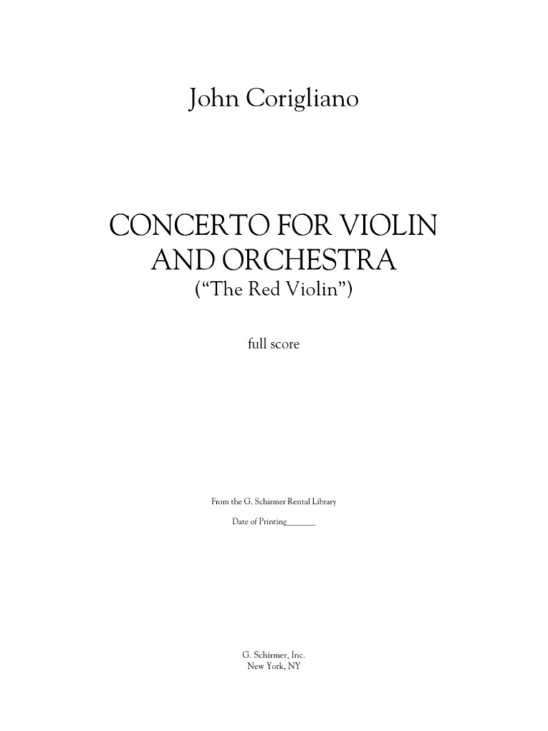 John Corigliano - The Red Violin Concerto | PDF | Orchestras | Concerto