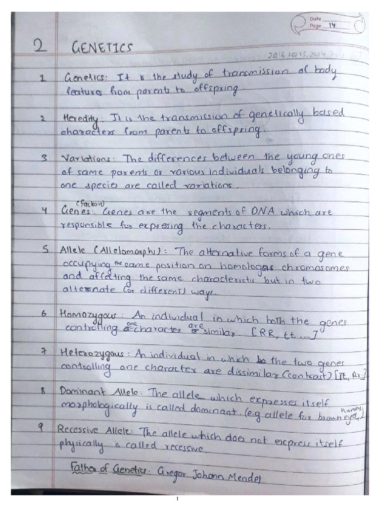 Genetics Notes | PDF