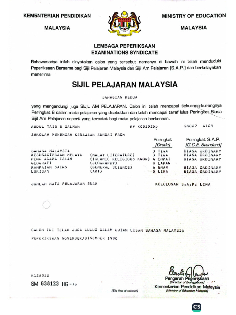 SIJIL SPM | PDF
