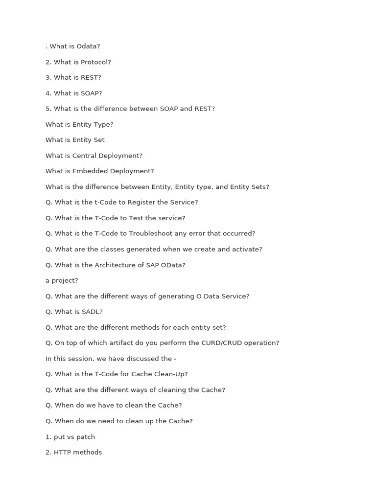 odata questions | PDF | Cache (Computing) | Information Technology