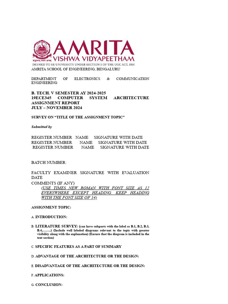 CSA Assignment Report Format | PDF
