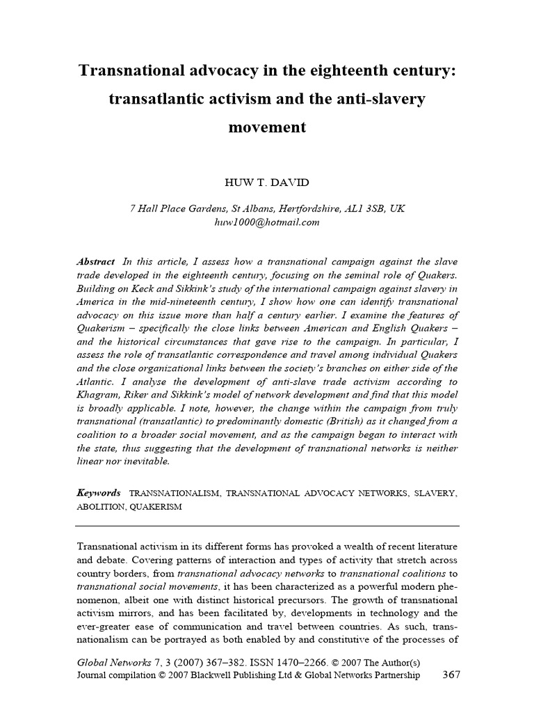 W5david - Transnational Advocacy Networks | PDF | Abolitionism ...