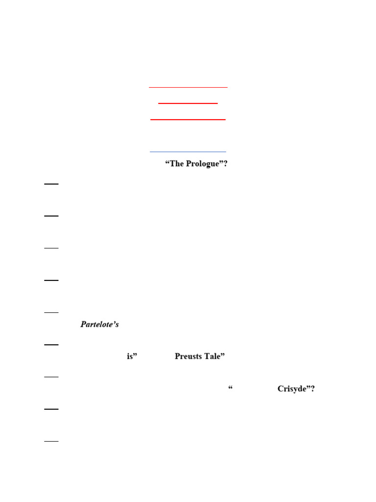 Chaucer Brief Questions Anwer (2014-2019) 1 | PDF