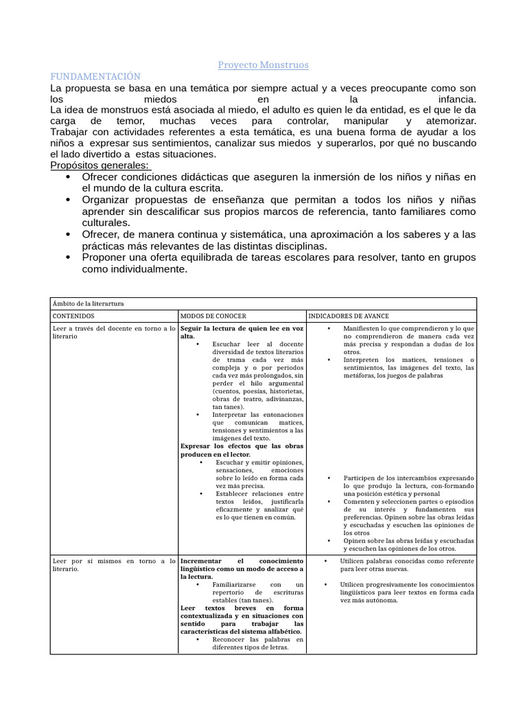 Proyecto Monstruos SEGUNDO | PDF | Escritura | Alfabeto