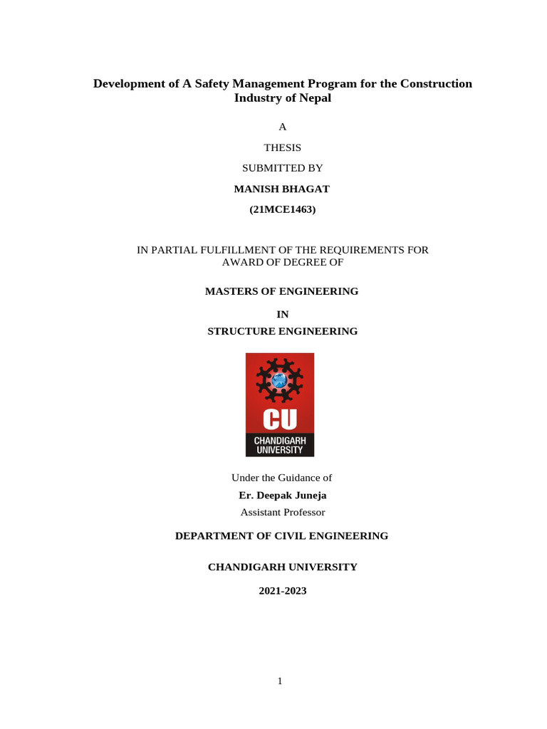 Thesis (Manish) Final | PDF | Occupational Safety And Health | Workforce