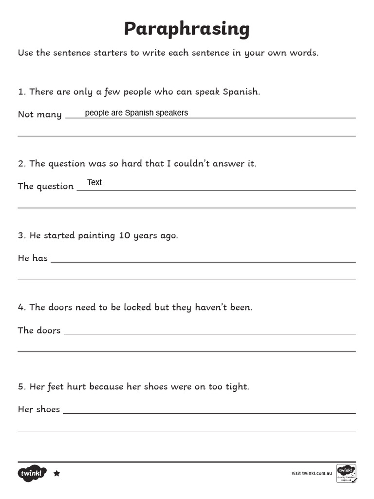 Paraphrasing sentences | PDF