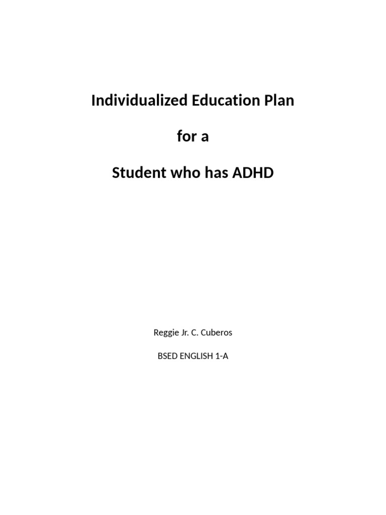 Individualized Education Plan by Reggie | PDF | Classroom ...