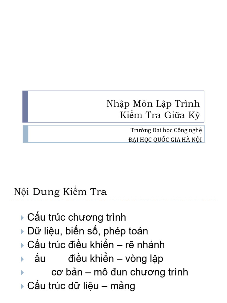 Bg07 - Kiểm Tra Giữa Kỳ - Vnu.uet.NMLT | PDF