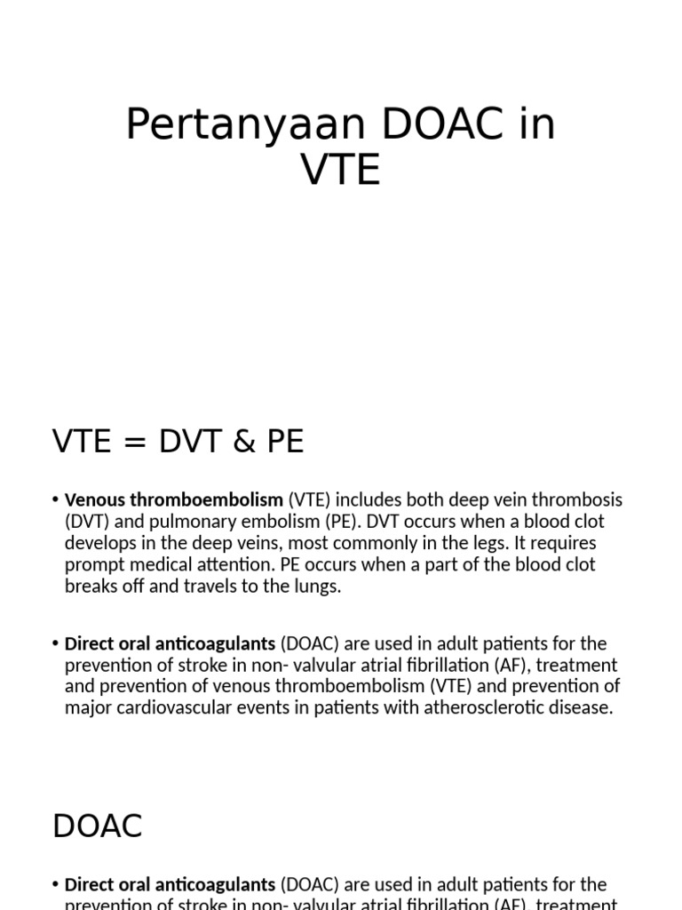 Pertanyaan DOAC in VTE | PDF
