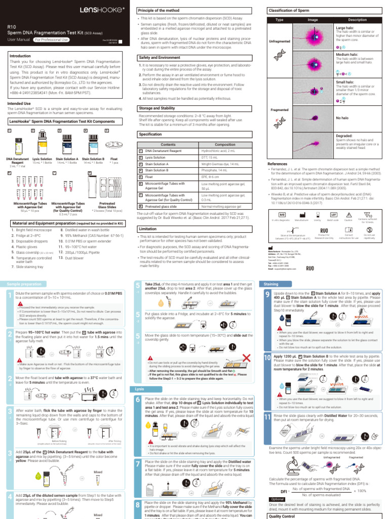 LensHooke® Sperm DNA Test Kit Manual | PDF | Agarose Gel ...