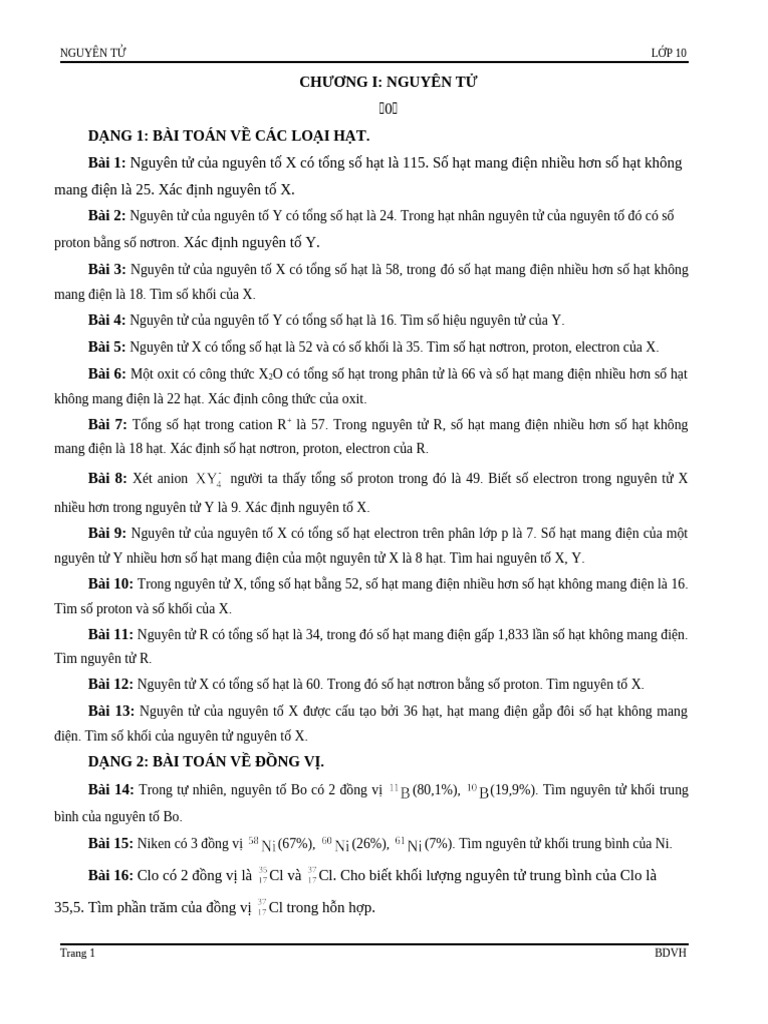 Bai Tap Ve Cau Tao Nguyen Tu | PDF