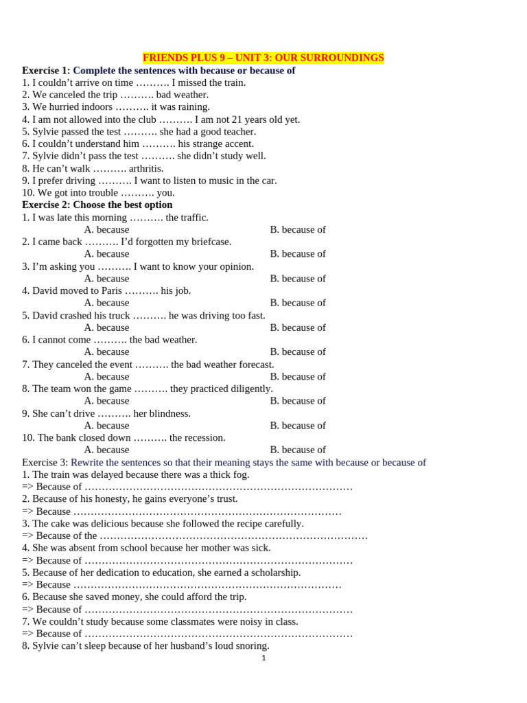 Bài Tập Bổ Trợ Friend Flus 9 Có File Nghe Đáp Án Cực Hay FP9 - UNIT 3 ...