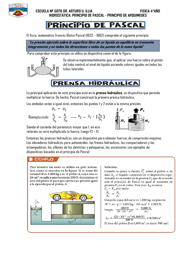 Teoria de Principio de Pascal y de Arquimedes | PDF | Materia suave | Gases