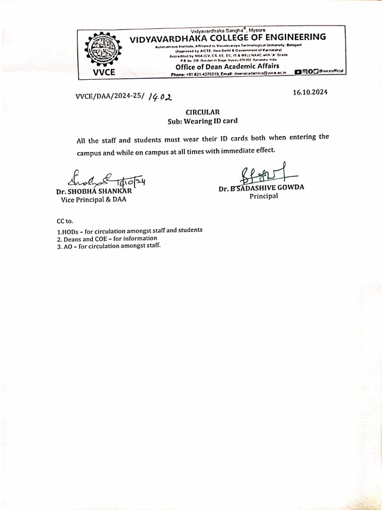 Circular - Wearing ID Card | PDF
