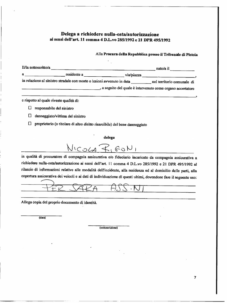 Modello Delega Procura Pistoia | PDF