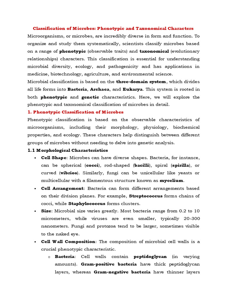 Microbial Classification Guide | PDF | Microorganism | Bacteria