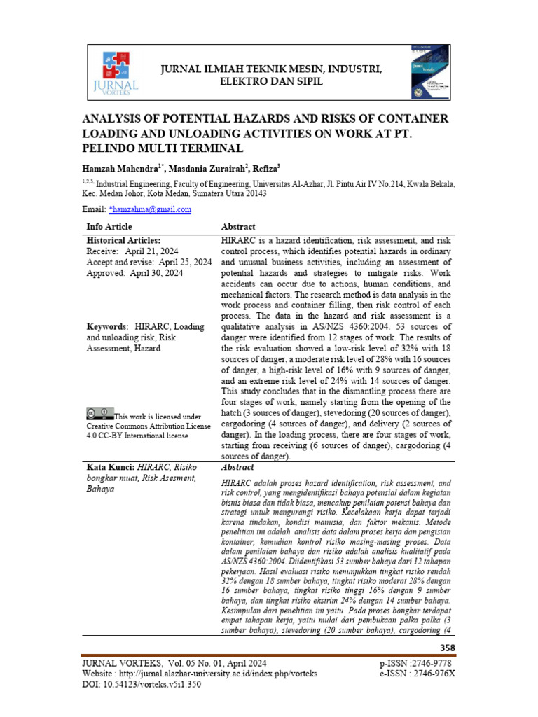 Container Loading Risk Analysis | PDF | Risk | Hazards