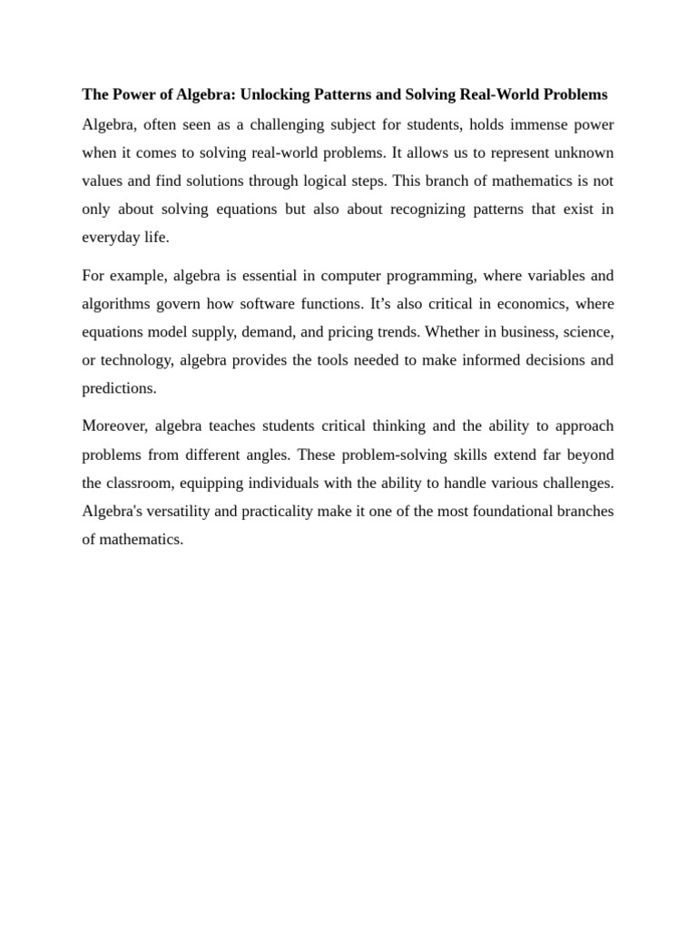 Unlocking Patterns and Solving Real-World Problems | PDF