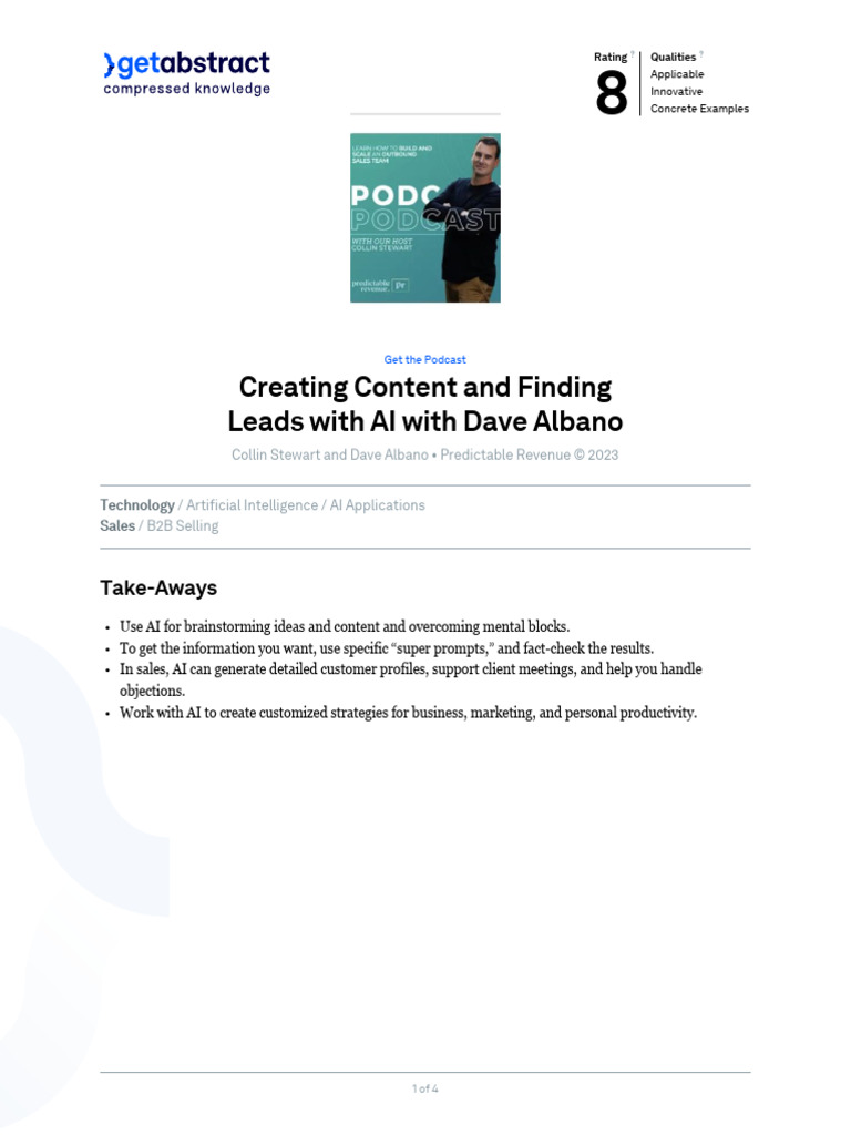 Creating Content and Finding Leads With Ai With Dave Albano Stewart en ...